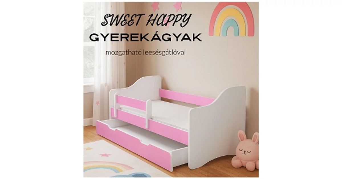 SWEET HAPPY leesésgátlós gyerekágyak 3 méretben